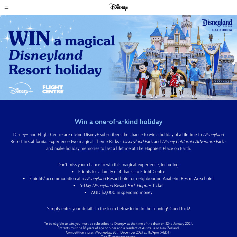 Disney+ Subscribers: Win a Disneyland Resort holiday worth AUD30,320 ...