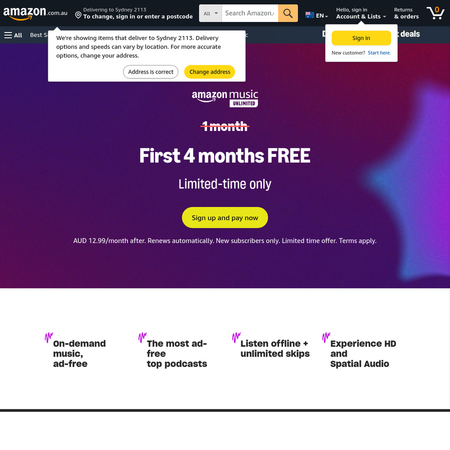 3 Months (or 4 Mo's with Prime) Free Trial of Amazon Music Unlimited ...