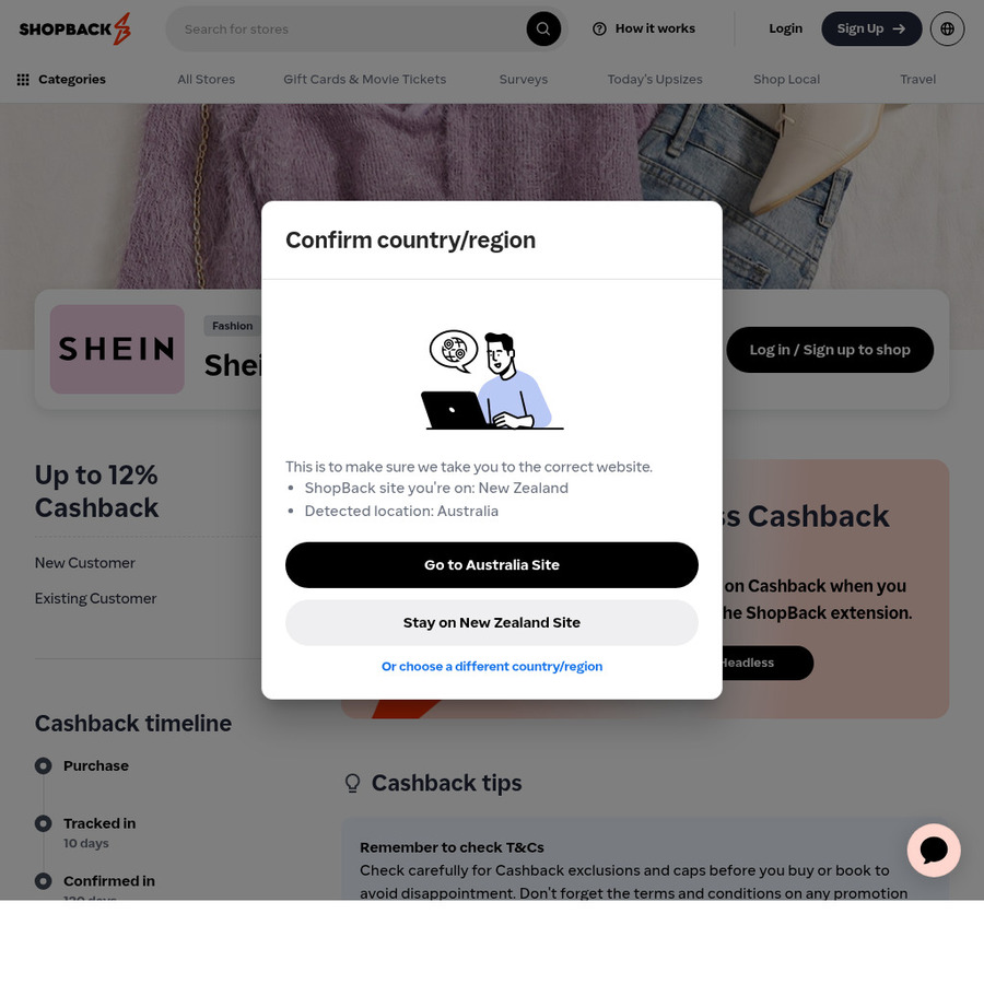 SHEIN: 40% Cashback ($30 Cap, 25/10) + $5 Bonus Cashback with $75 Spend 12-3PM @ ShopBack NZ ...