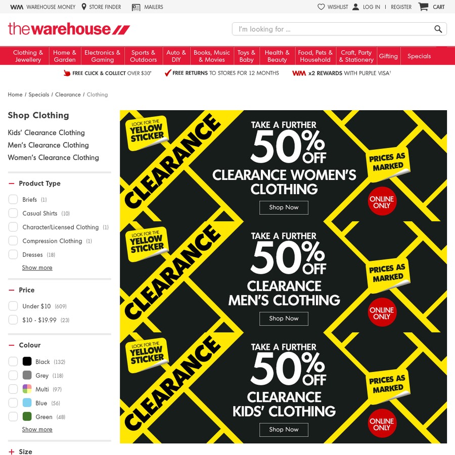 The Warehouse - Extra 50% off Clearance Clothing - from $2 - $15 ...