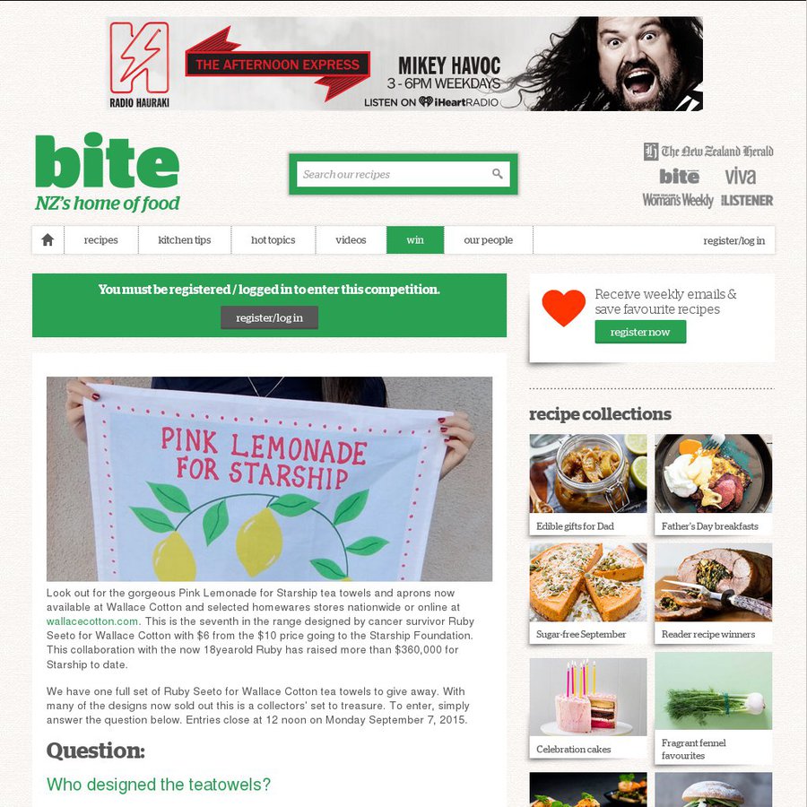 Win One Full Set of Ruby Seeto for Wallace Cotton Tea Towels from Bite ...