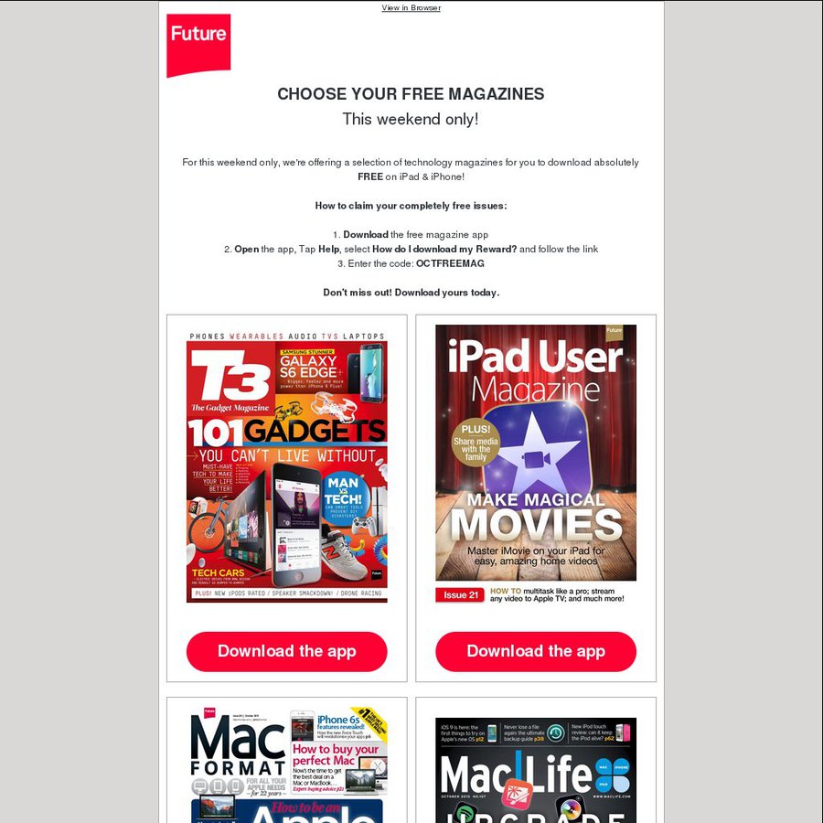 One Free Digital Issue of a Selection of Future Publishing Magazines ...