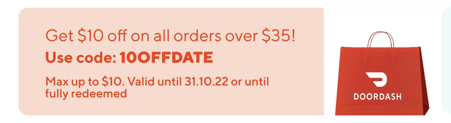 Get $10 off All Orders above $35 @ Doordash - ChoiceCheapies