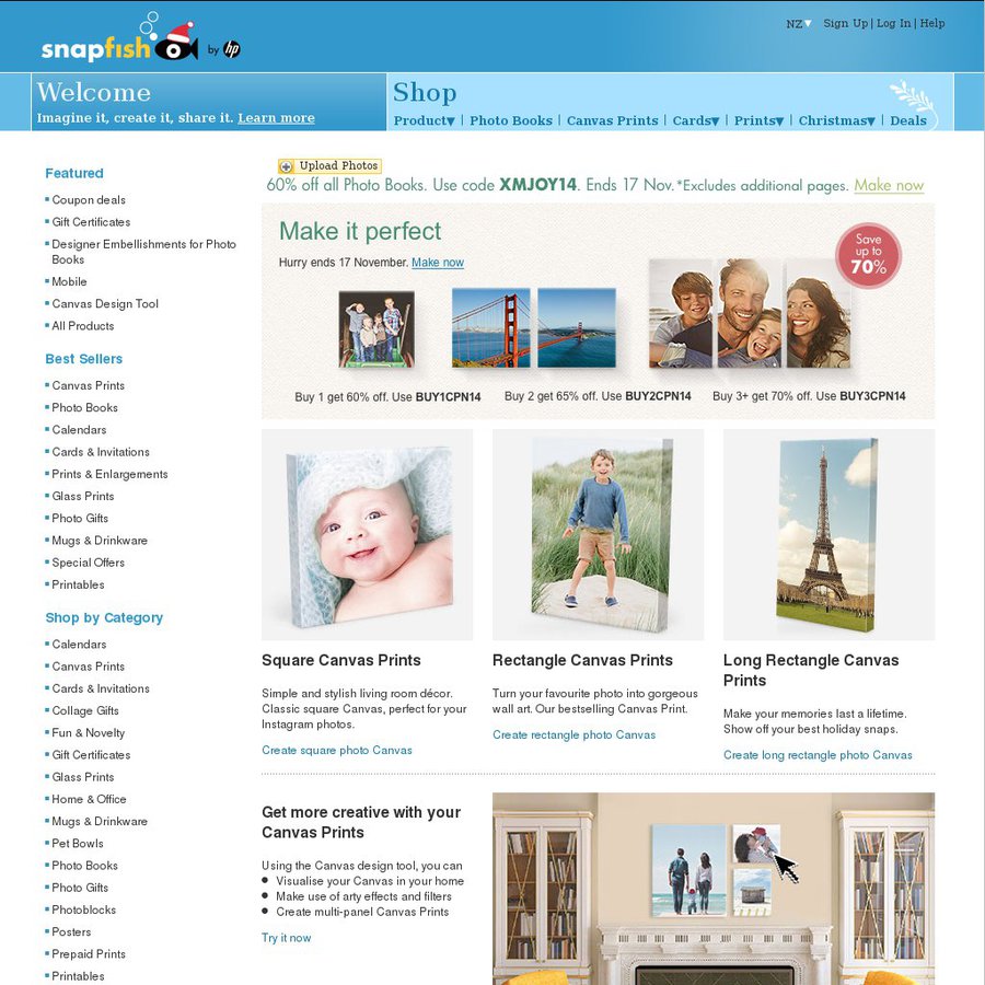 Snapfish Photo Canvas Prints 60% to 70% off - ChoiceCheapies