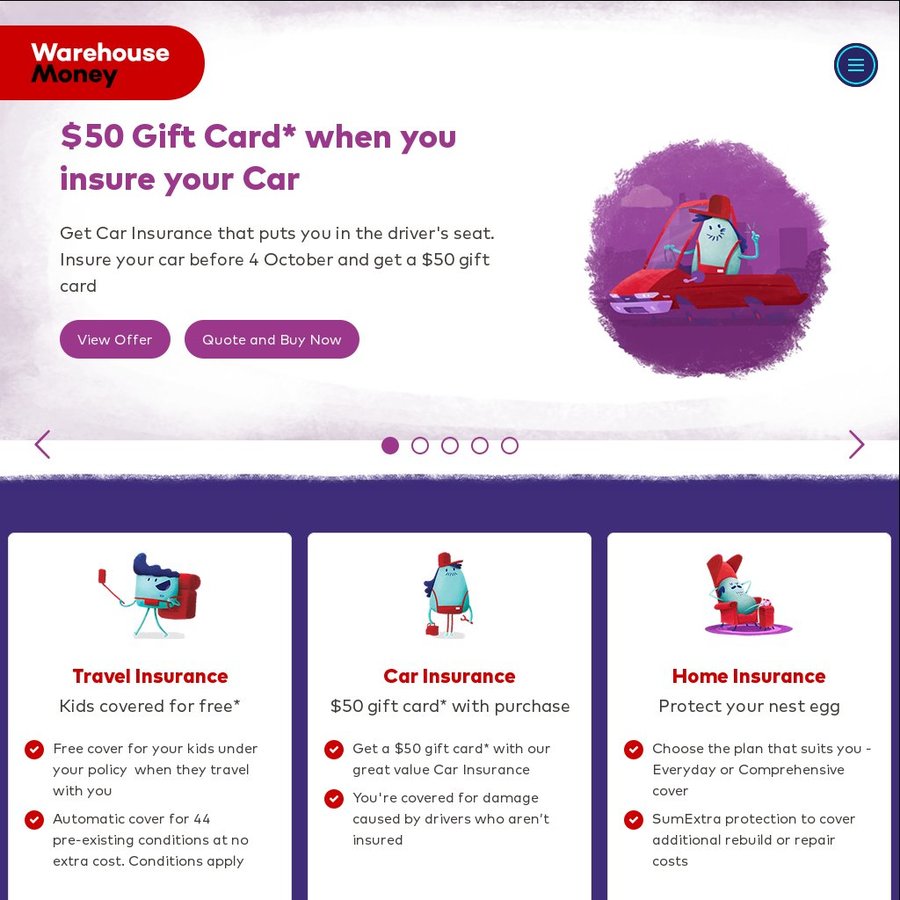 $50 Warehouse Gift Card When You Insure You Car, Home or Contents ...