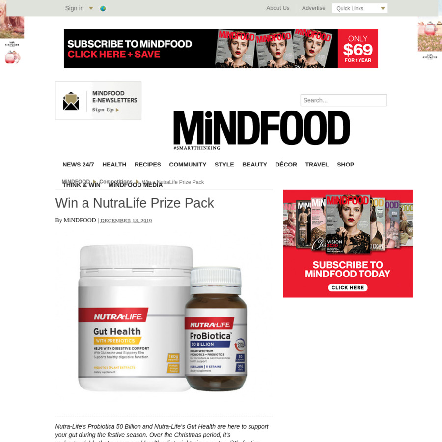 Win 1 of 3 Nutra-Life Prize Packs (Worth $100) from Mindfood ...