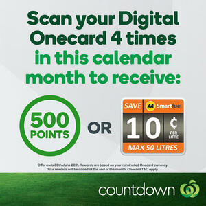 Scan Your Digital Onecard 4 Times at Countdown and Receive 500 Points ...