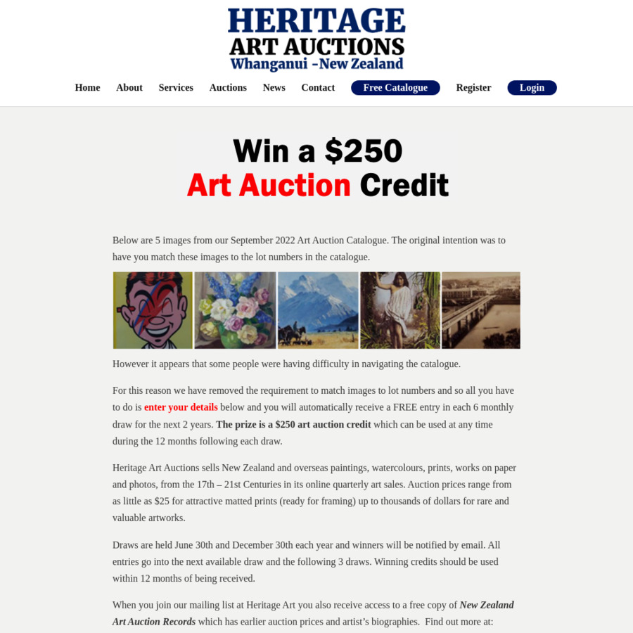 Win $250 art auction credit @ Heritage Art Auctions (Whanganui ...