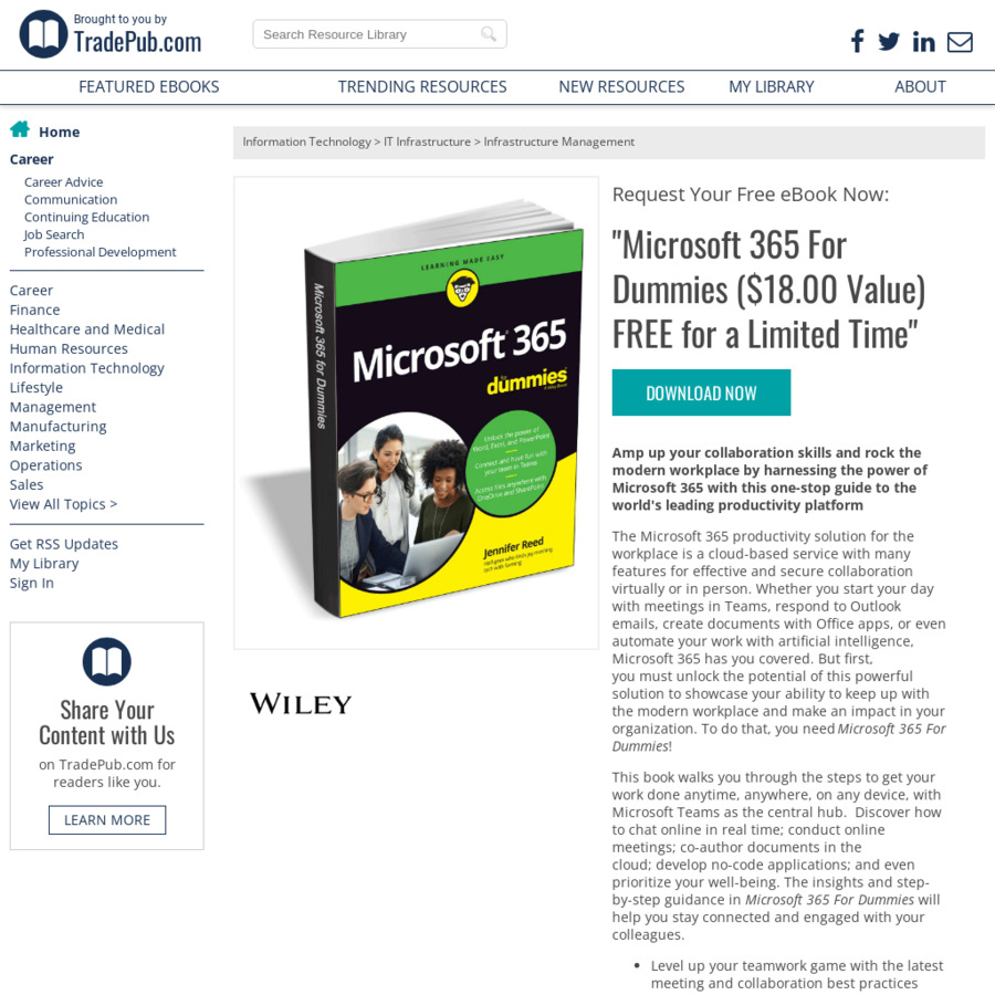 [eBook] Free - Microsoft 365 for Dummies @ TradePub - ChoiceCheapies