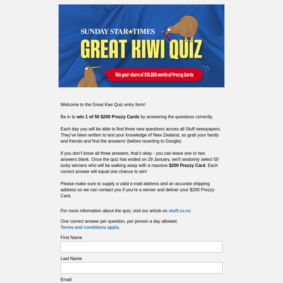 Win 1 of 50 $200 Prezzy Cards from Stuff Newspapers (Daily-ish Codes ...