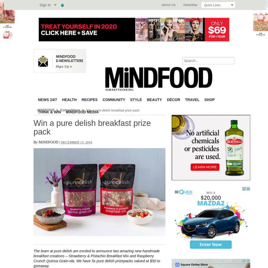 Win 1 of 5 Pure Delish Prize Packs (Worth $50) from Mindfood ...