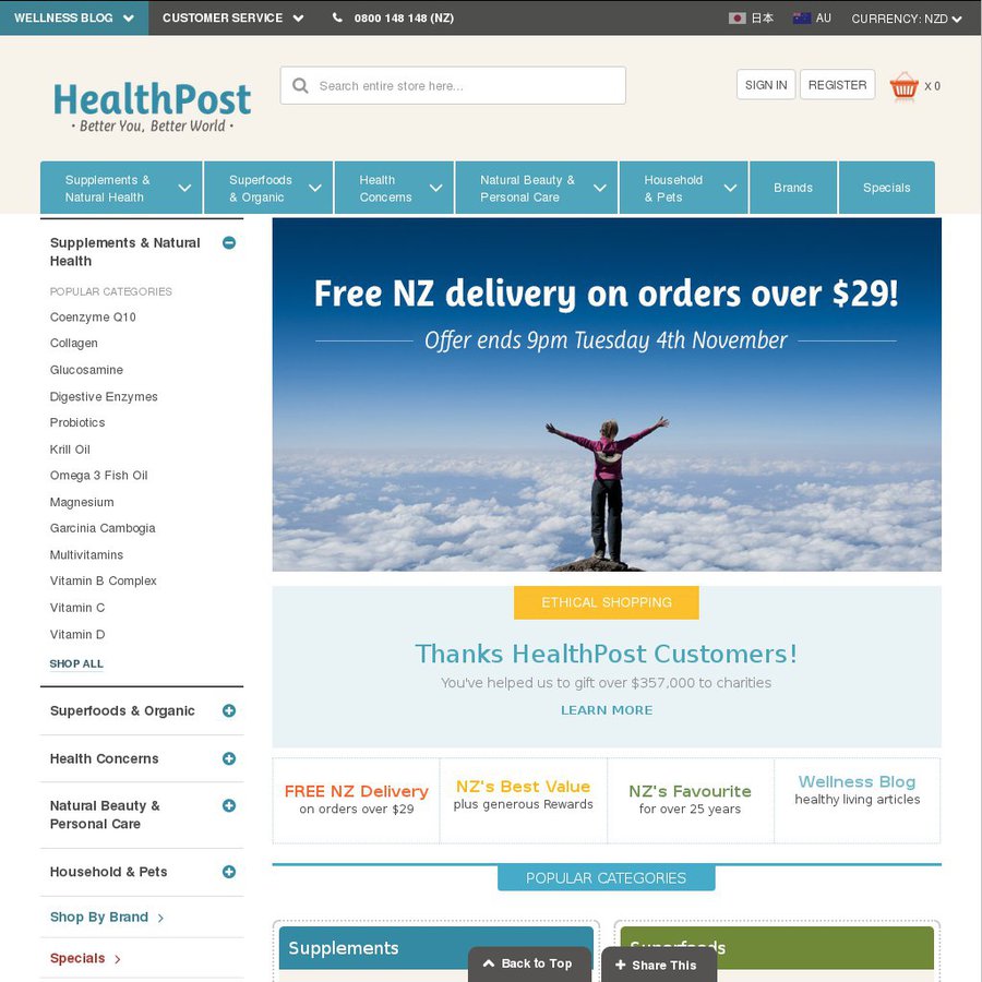 Healthpost - 5% off Site Wide & Free NZ Delivery for Orders over $29 ...