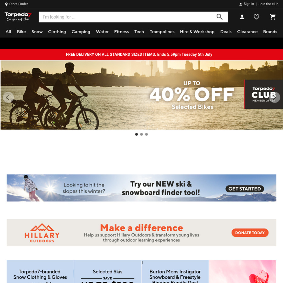 Free Shipping for All Standard Sized Items @ Torpedo7 - ChoiceCheapies