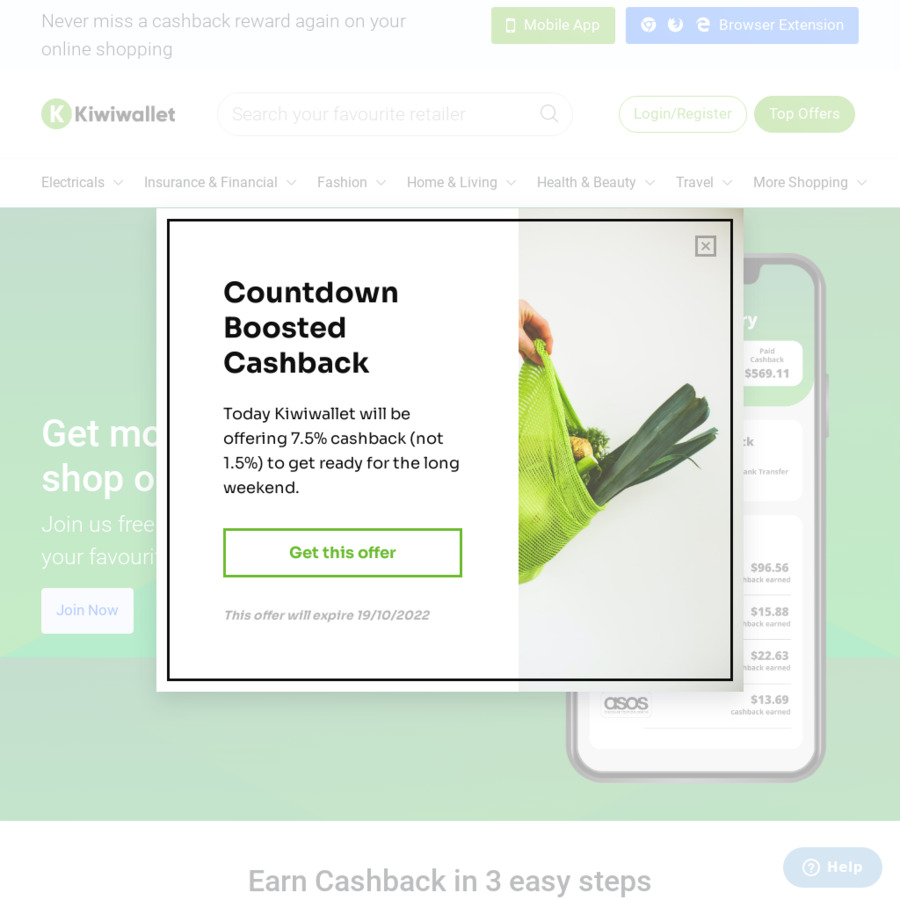 Countdown: 7.5% Cashback, HelloFresh: $30 Cashback (Excludes Promo ...