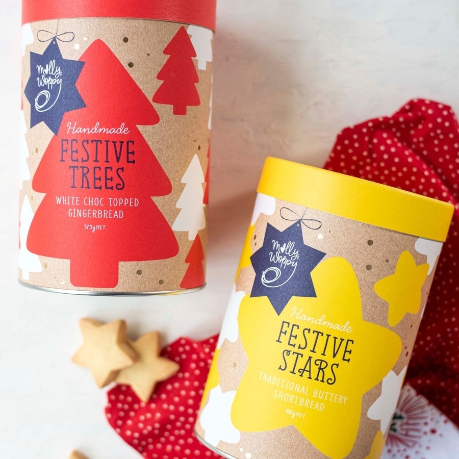 Win 2x Molly Woppy Festive Cookie Cylinders (Festive Trees & Festive ...