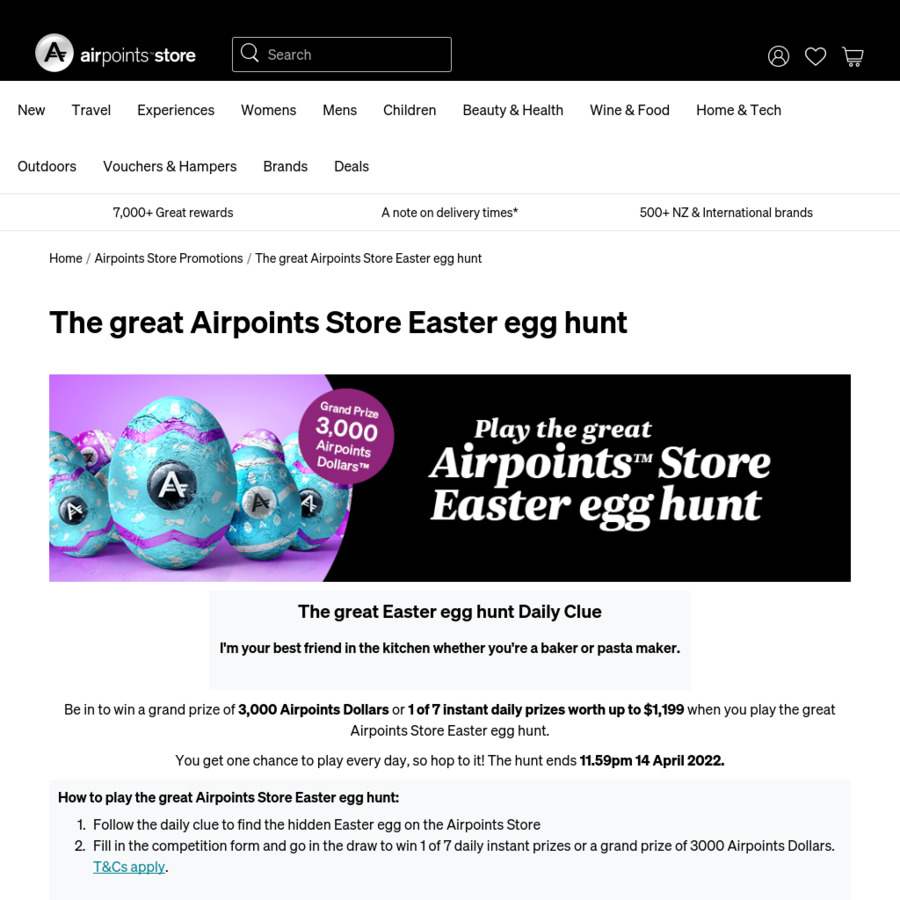 Win a Grand Prize of 3000 Airpoints or 1 of 7 Instant Daily Prizes ...
