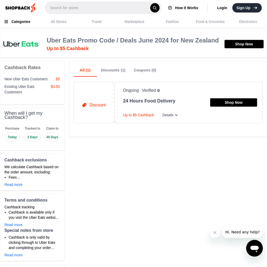 Uber Eats: $10 Cashback (Finished); Spend $1 Get $5 Cashback (New Users Only via App) @ ShopBack ...