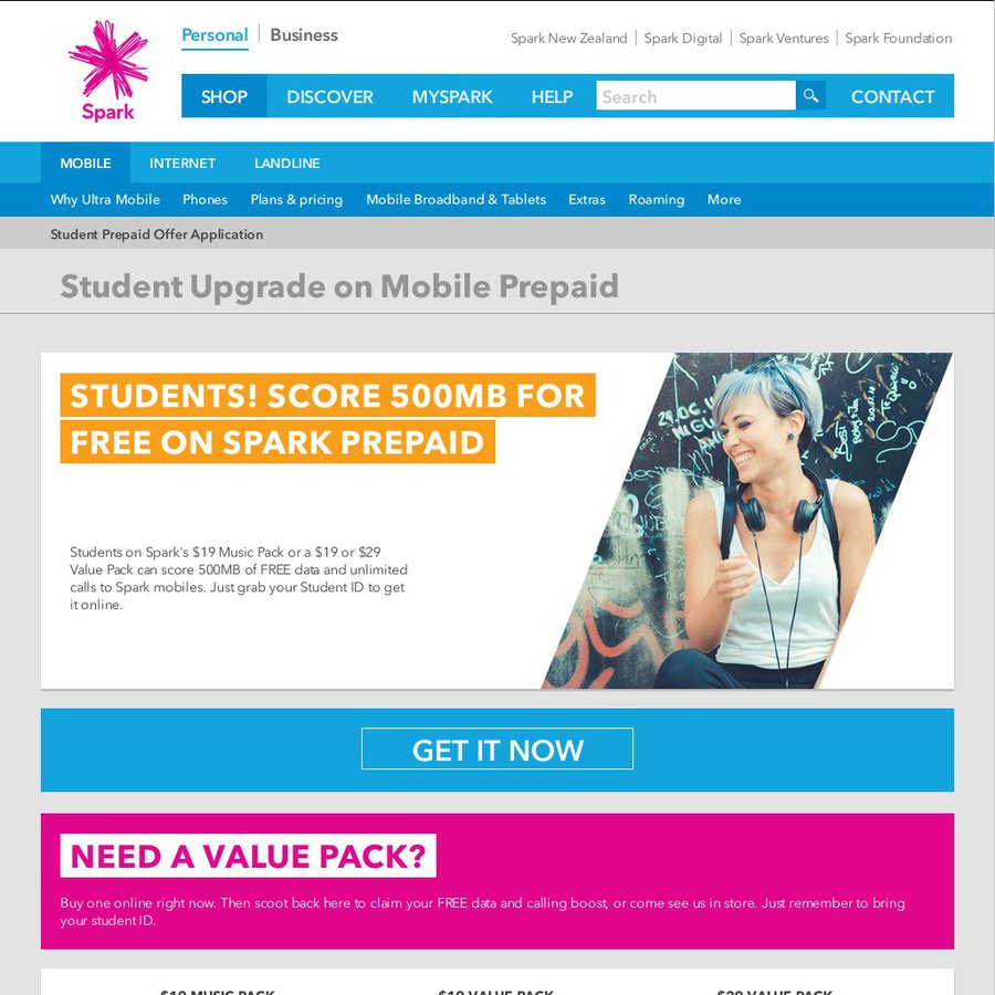 Spark Student Prepaid Offer (Free 500MB + Unlimited Network Calling on ...