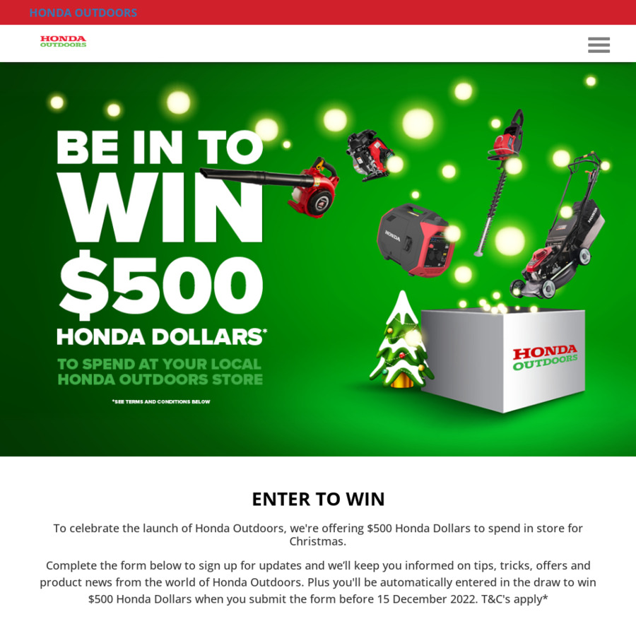 Win $500 'Honda Dollars' @ Honda Outdoors - ChoiceCheapies Competitions