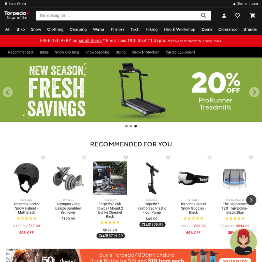 Free Shipping on Small Items @ Torpedo7 - ChoiceCheapies