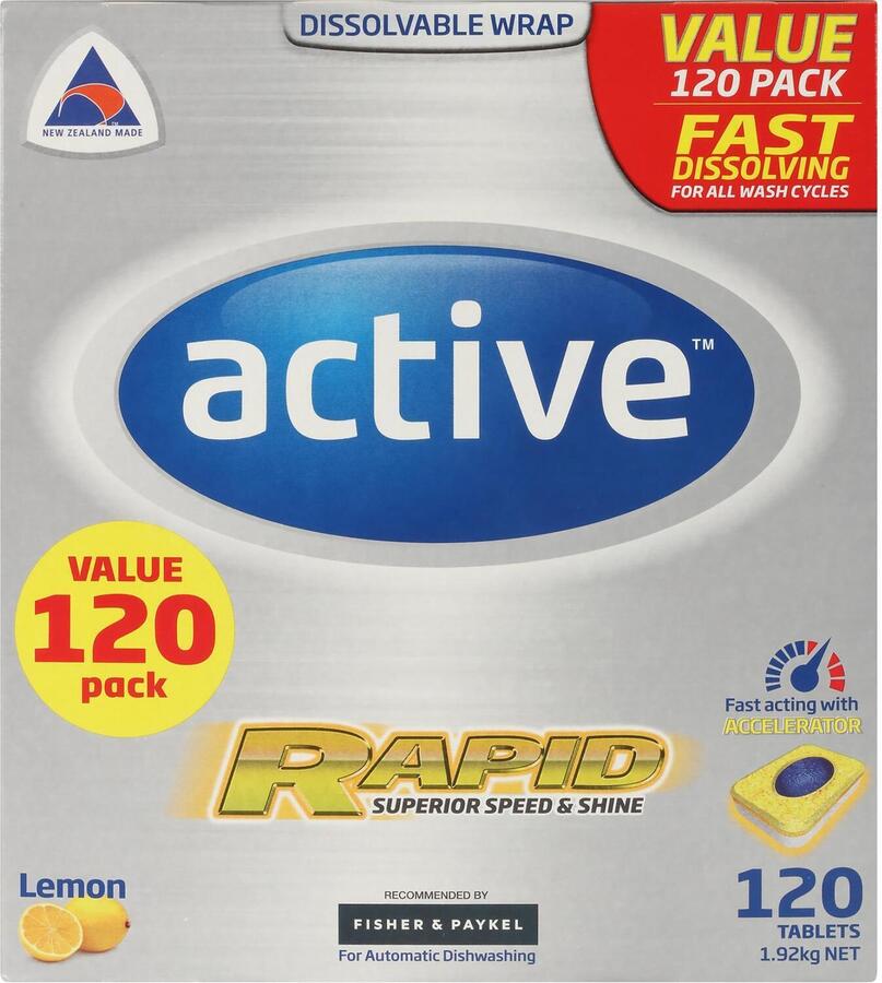 Active Rapid Dishwashing Tablets Lemon 120 Pack $26.99 (Usually $36.99 ...