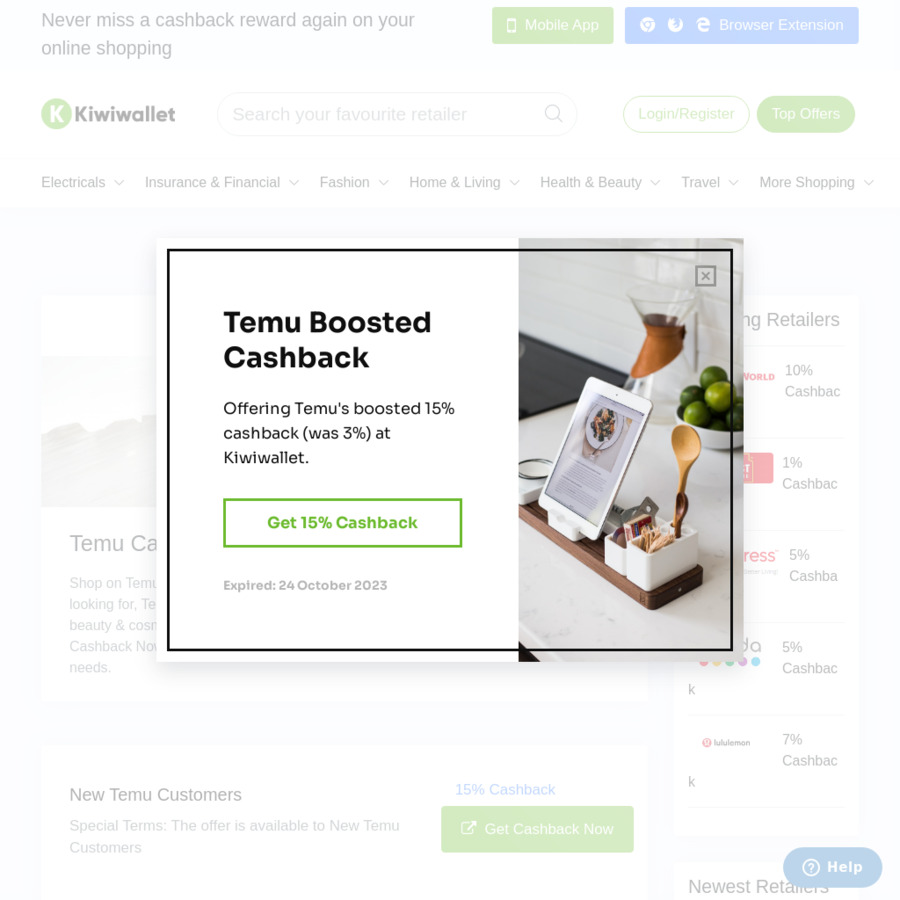 Temu: 15% Cashback @ Kiwi Wallet (New Customers Only) - ChoiceCheapies