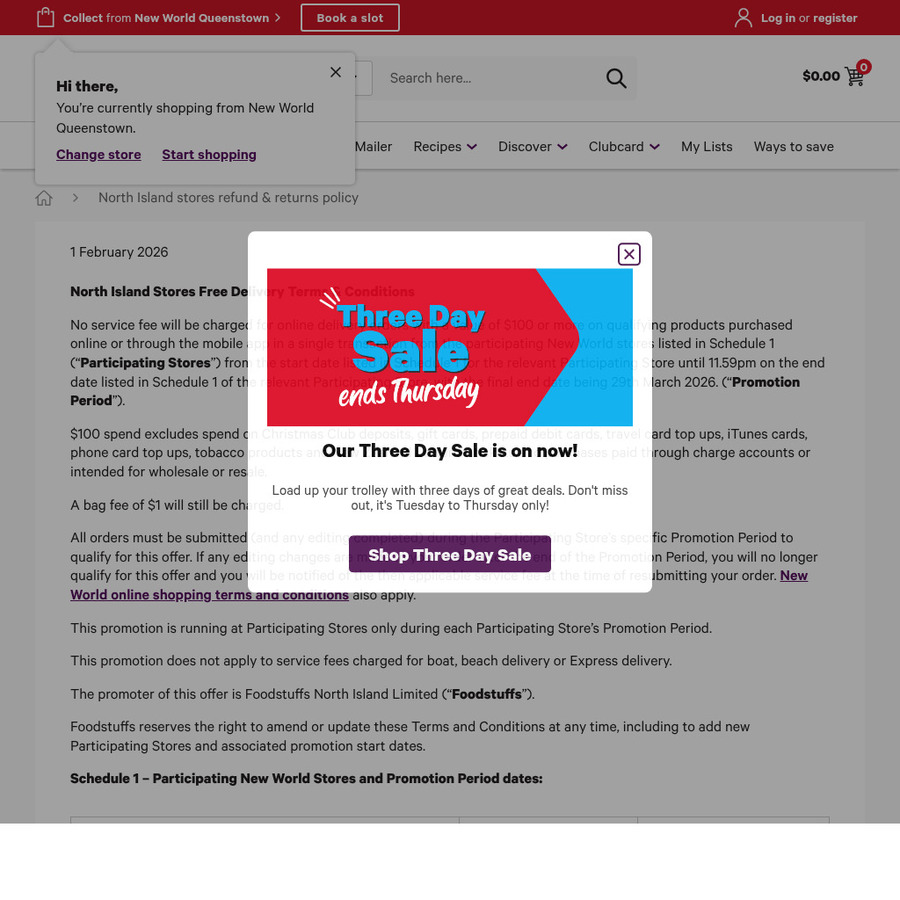 Free Delivery with $100 Spend (at Selected North Island Stores) @ New ...
