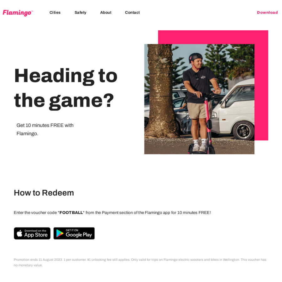 10 Free Minutes ($1 Unlock Fee Applies) @ Flamingo Scooters (Wellington ...