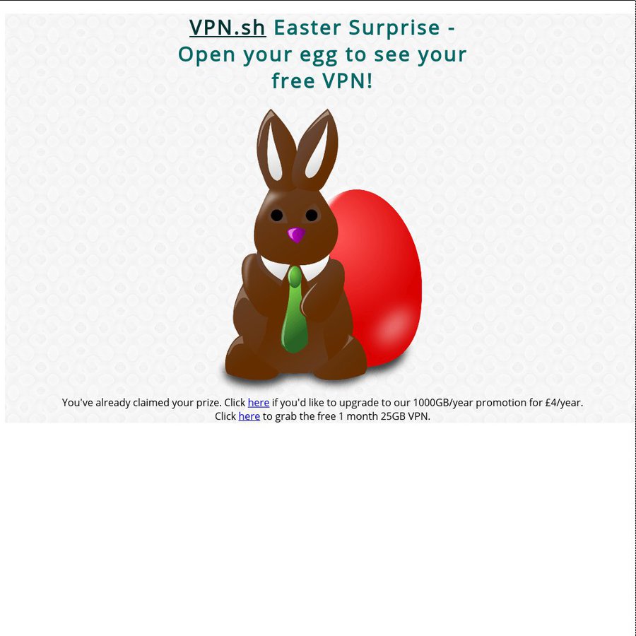 VPN.sh Easter Egg Surprise - Free VPN Accounts - 1 Month, 6 Months or ...