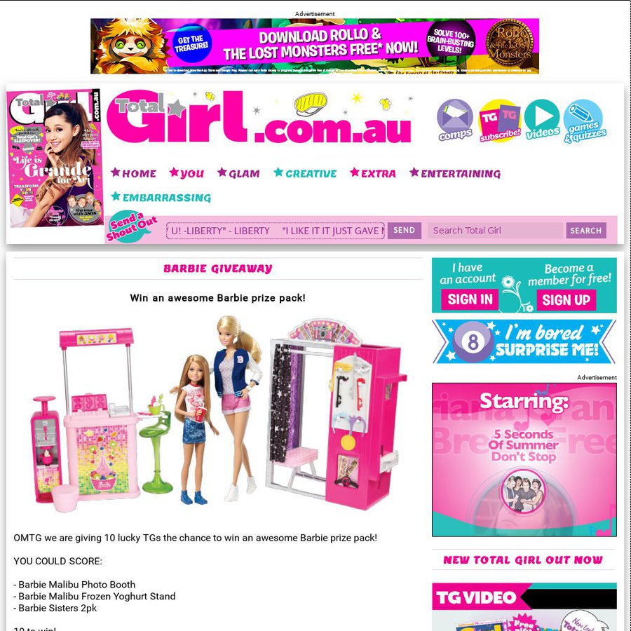 Win 1 of 10 Barbie Prize Packs from Total Girl - ChoiceCheapies ...
