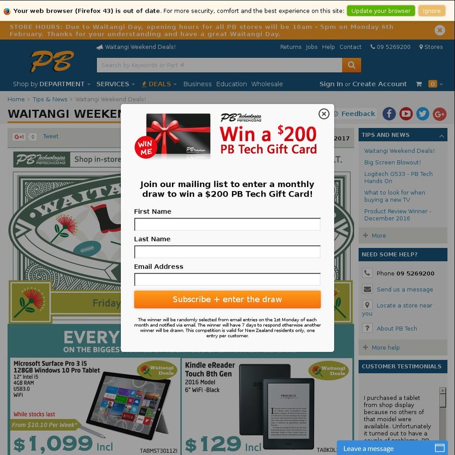 Waitangi Weekend Deals @ PB Tech: HP 17-X012TX $1148.85, HP 15-AY046TX ...