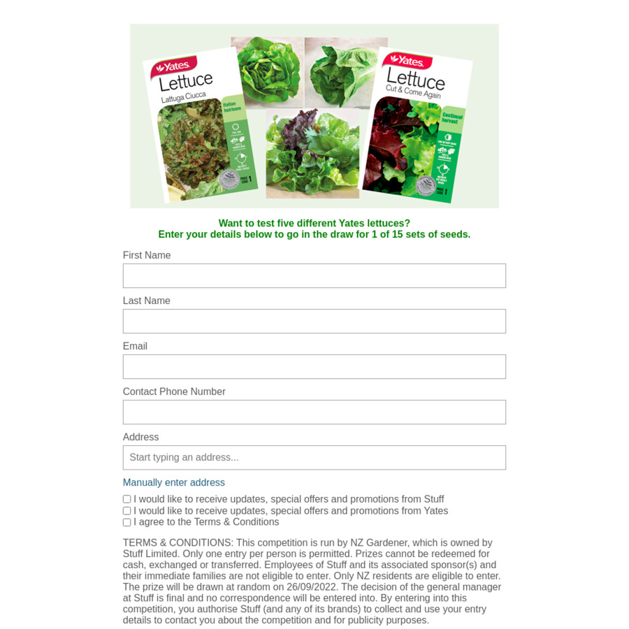 Win 1 of 15 sets of Yates lettuce seeds (+ extra draw if you win and ...
