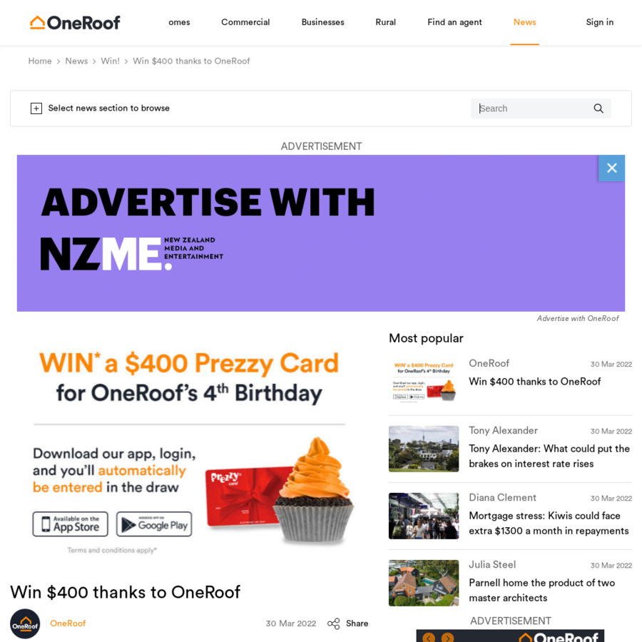 Win a $400 Prezzy Card & Cupcakes @ OneRoof (New app Users Only ...