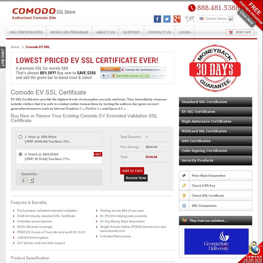 Comodo EV SSL Certificate 1 Year at USD $96 (~NZD $135)/Yr - ChoiceCheapies