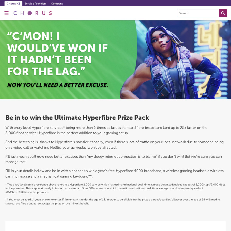 Win 12 Months Chorus Hyperfibre Broadband + Logitech G435 Headset, G ...