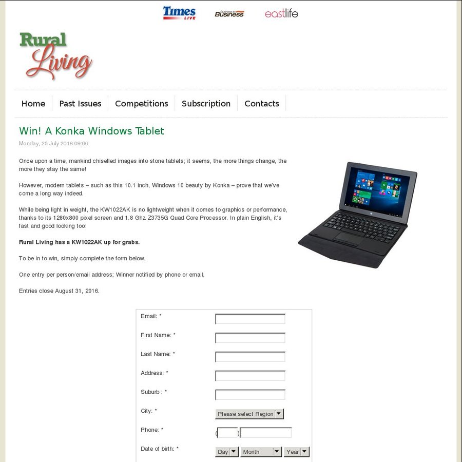 Win a Konka KW1022AK Windows Tablet from Rural Living - ChoiceCheapies ...