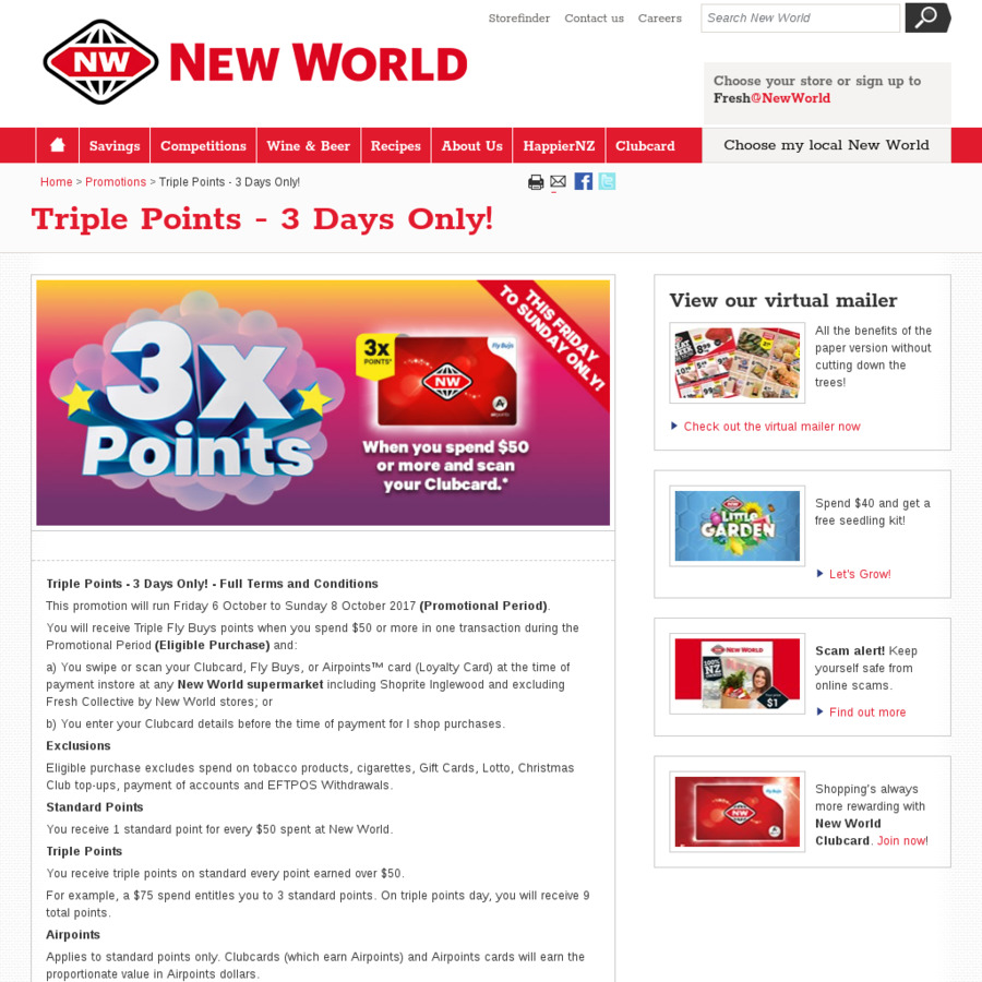 Get 3x Airpoints Dollar When You Spend $50 or More at New World ...
