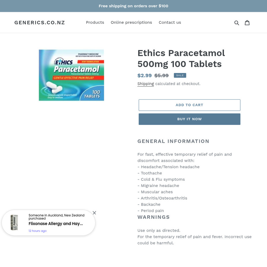 Ethics Paracetamol 500mg 100 Tablets $2.99 + $5.64 Shipping (Limit 3 ...