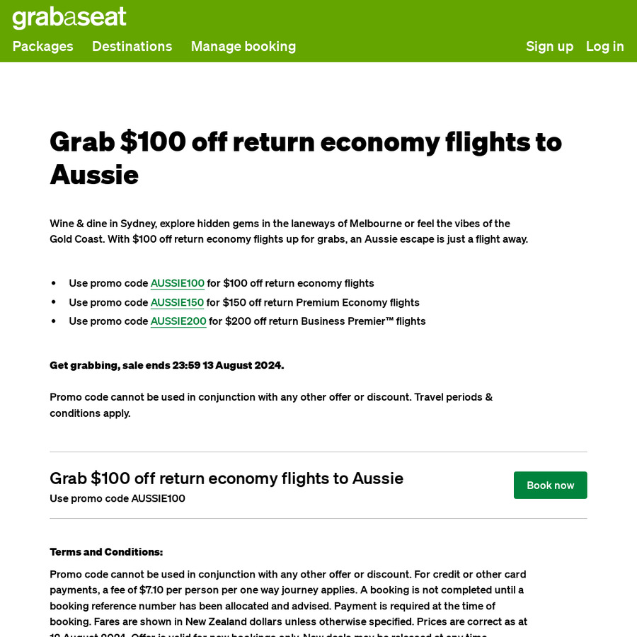 $100 off Economy, $150 off Premium Economy, $200 off Business Premier ...