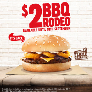 BBQ Rodeo Burger $2 @ Burger King - ChoiceCheapies
