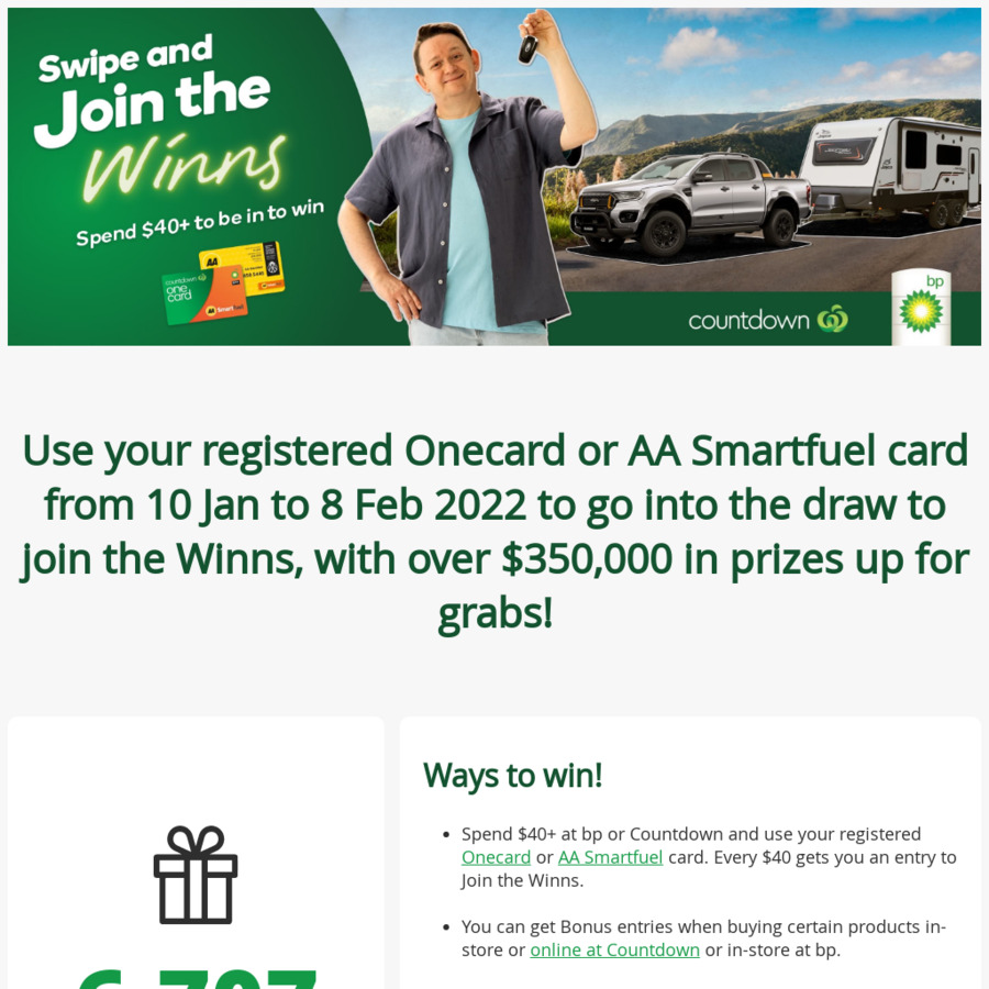 Win 1 of 6668 $.60 Per Lt/ Discounts at BP or $30 Onecard E-Vouchers, 1 ...