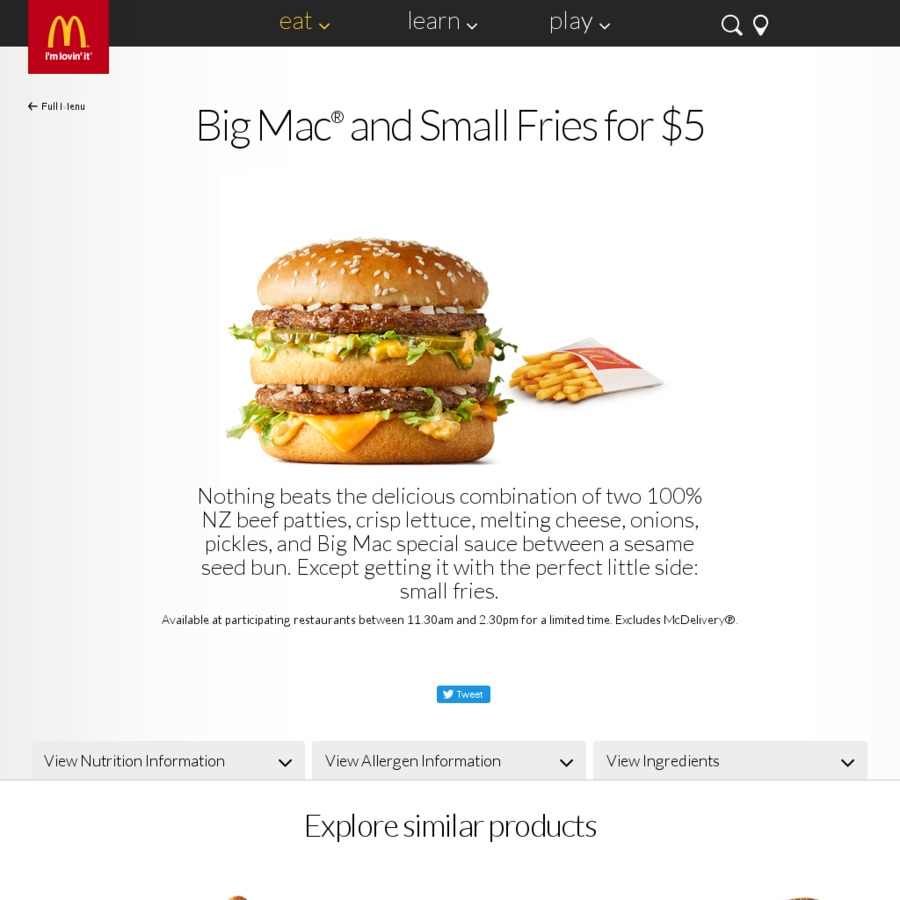 Big Mac and Small Fries $5 @ McDonald's - ChoiceCheapies