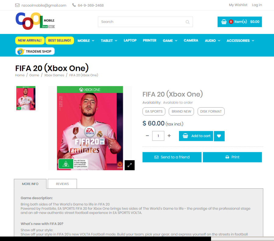 [XB1] FIFA 20 $60 + $7 Shipping @ Cool Mobile - ChoiceCheapies
