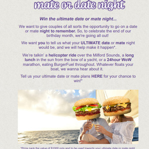 Win a Date or Mate Night (Worth $1000) from BurgerFuel - ChoiceCheapies ...