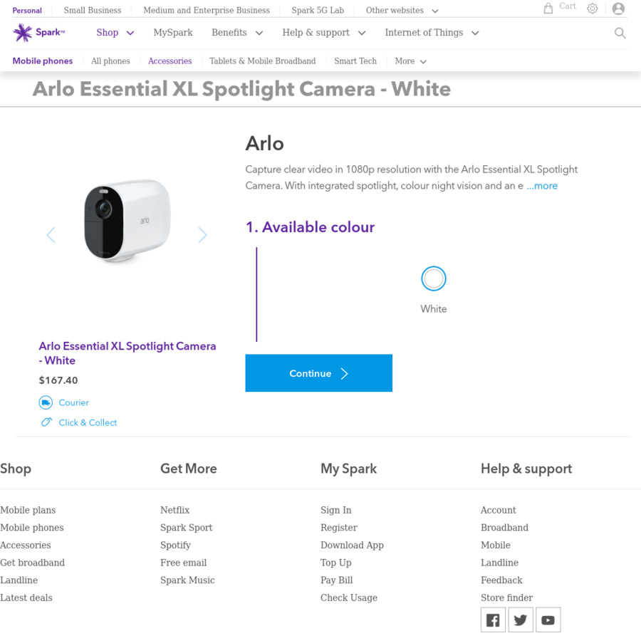 Arlo Essential XL Spotlight Camera (White) $167.40 Shipped @ Spark ...