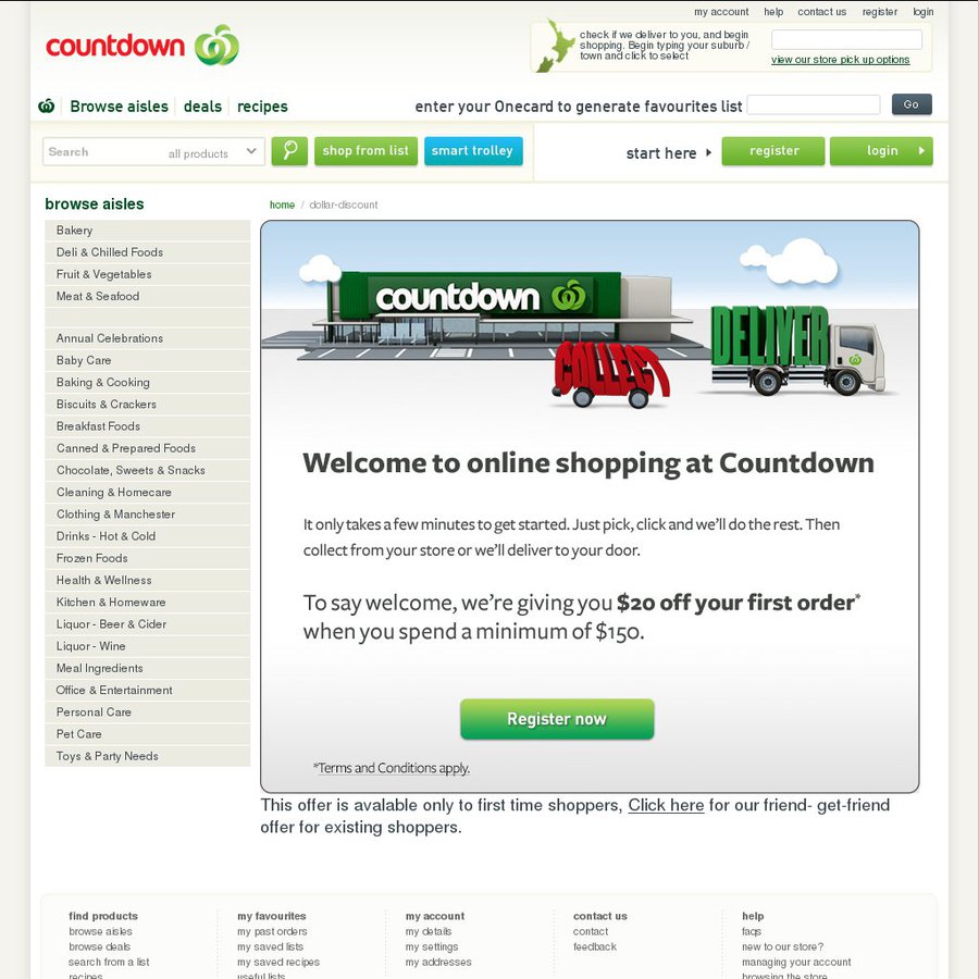 $20 off Your First Online Order (> $150) at Countdown - ChoiceCheapies