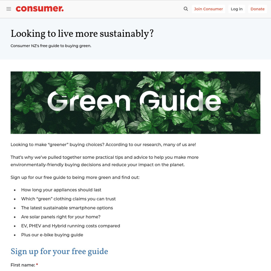 Free - Guide to Being More Green @ Consumer NZ (Requires Free Sign Up ...