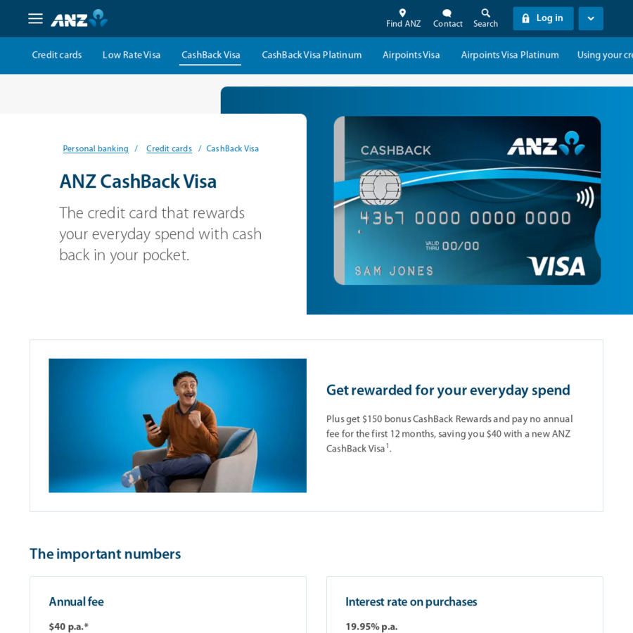 No Annual Fee First Year + $150 Bonus Cashback with Cashback Visa Card, or $250 Cashback with ...