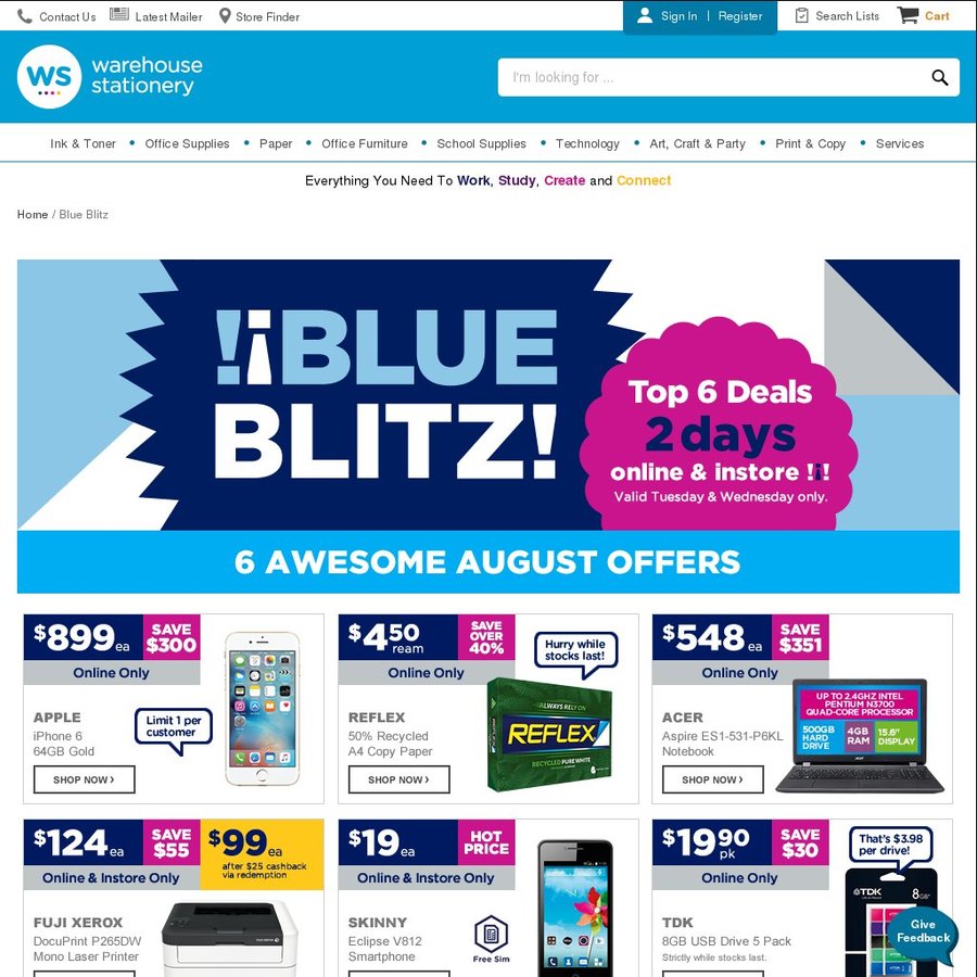 Blue Blitz: iPhone 6 64GB $899 (Save $300), Skinny Eclipse V812 ...