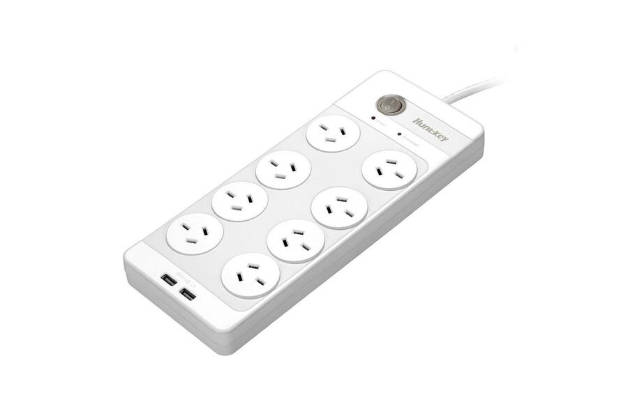 Huntkey 8 Outlet Surge Protected Powerboard with Dual 5V 2.1a USB Ports ...